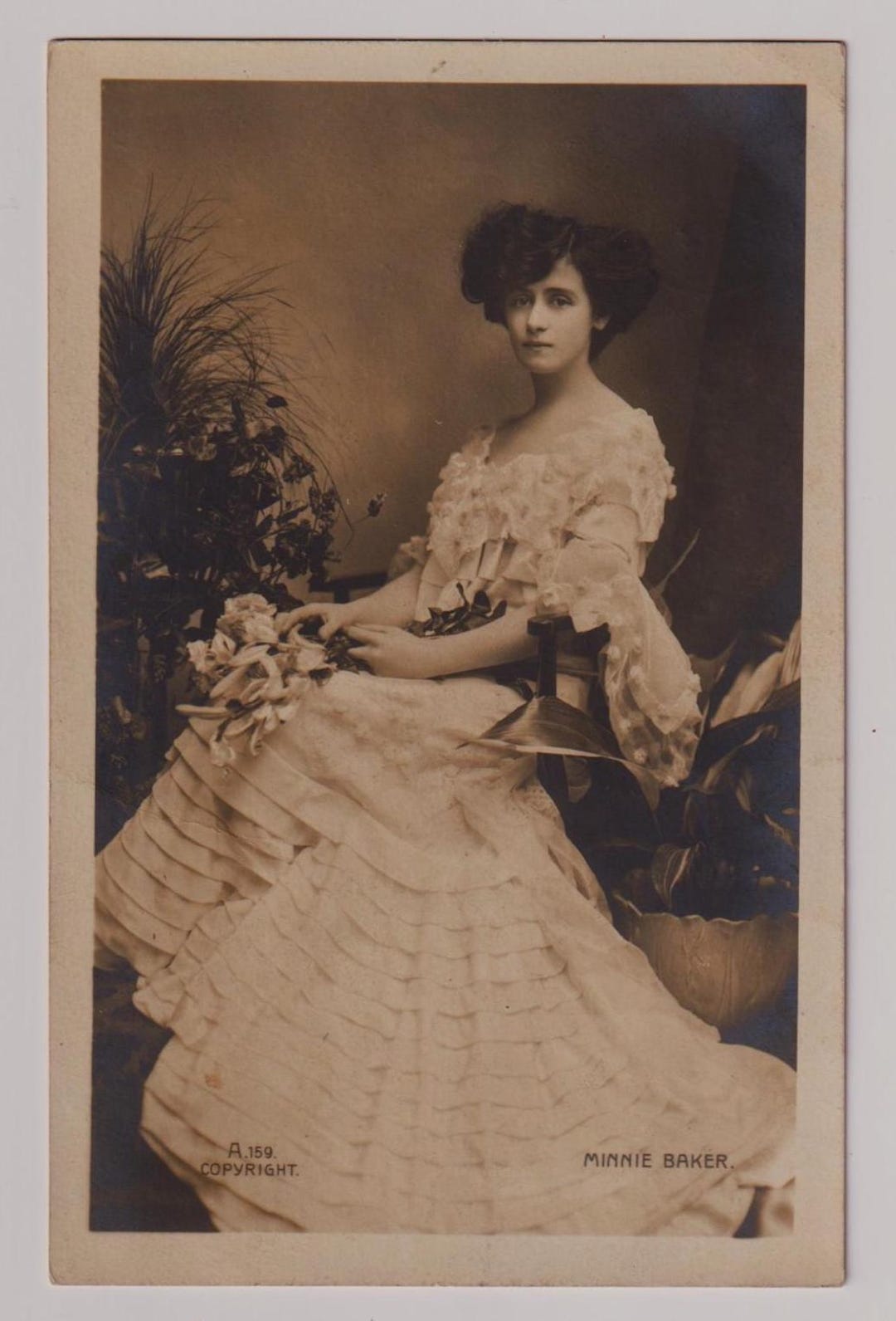 MINNIE BAKER, Edwardian Actress, Fashion, Antique Real Photo Postcard ...