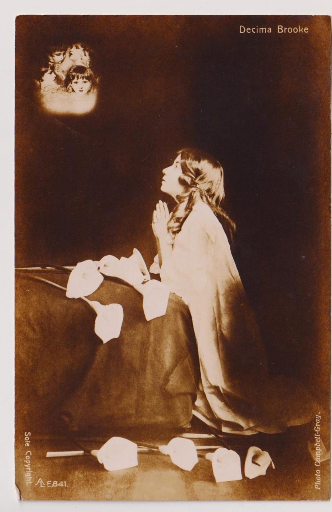 Miss DECIMA BROOKE With Lilies, Praying, British Child Actress, Antique ...