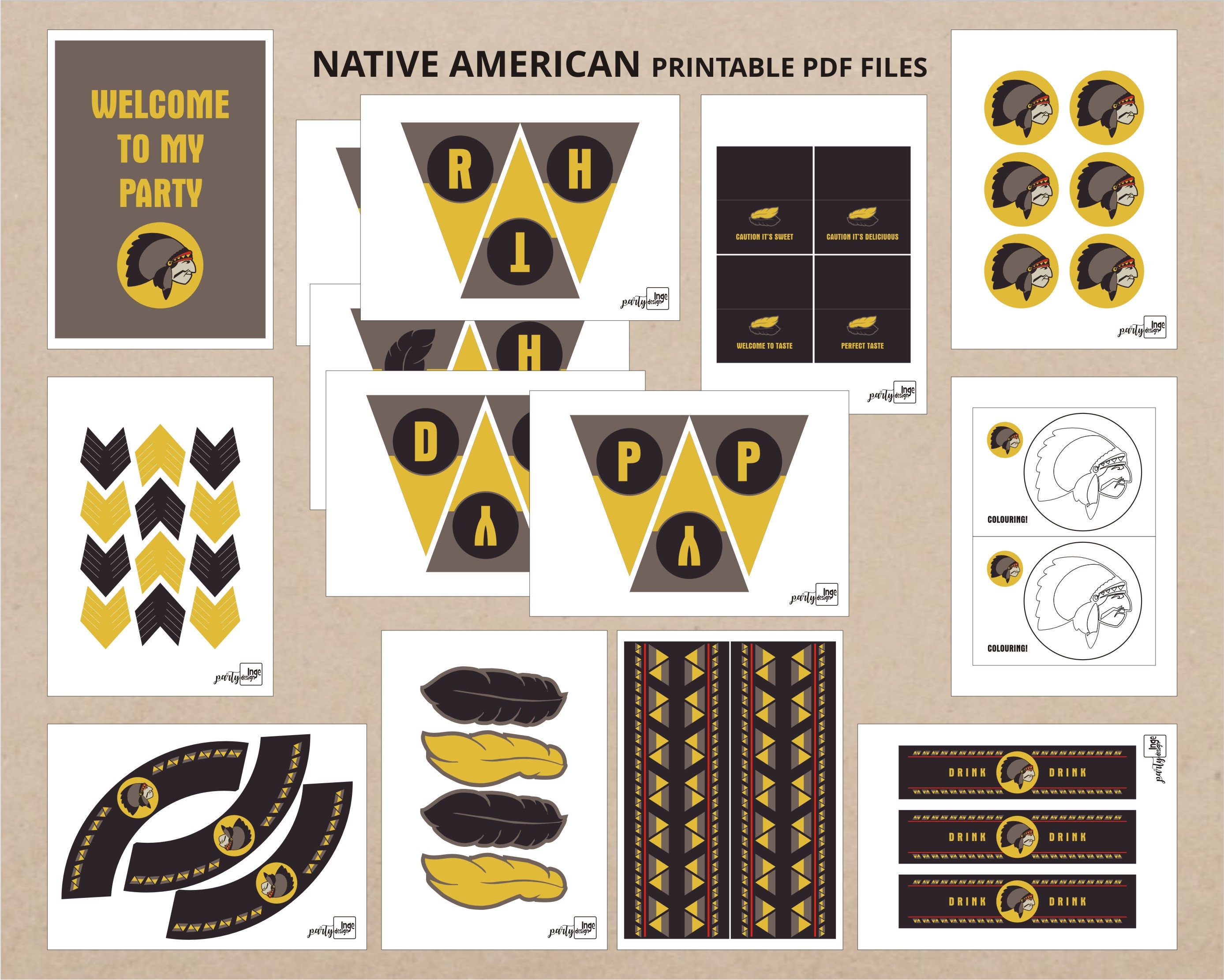 Native Americans Theme /printable DIY / Birthday Party Decorations ...