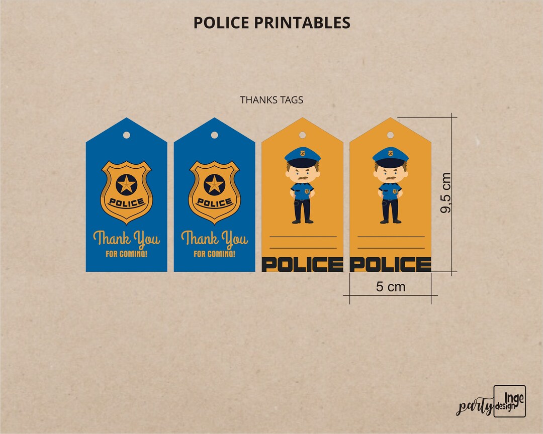 Police Theme Thank You Tags / Police Theme Decor Party / Printables ...
