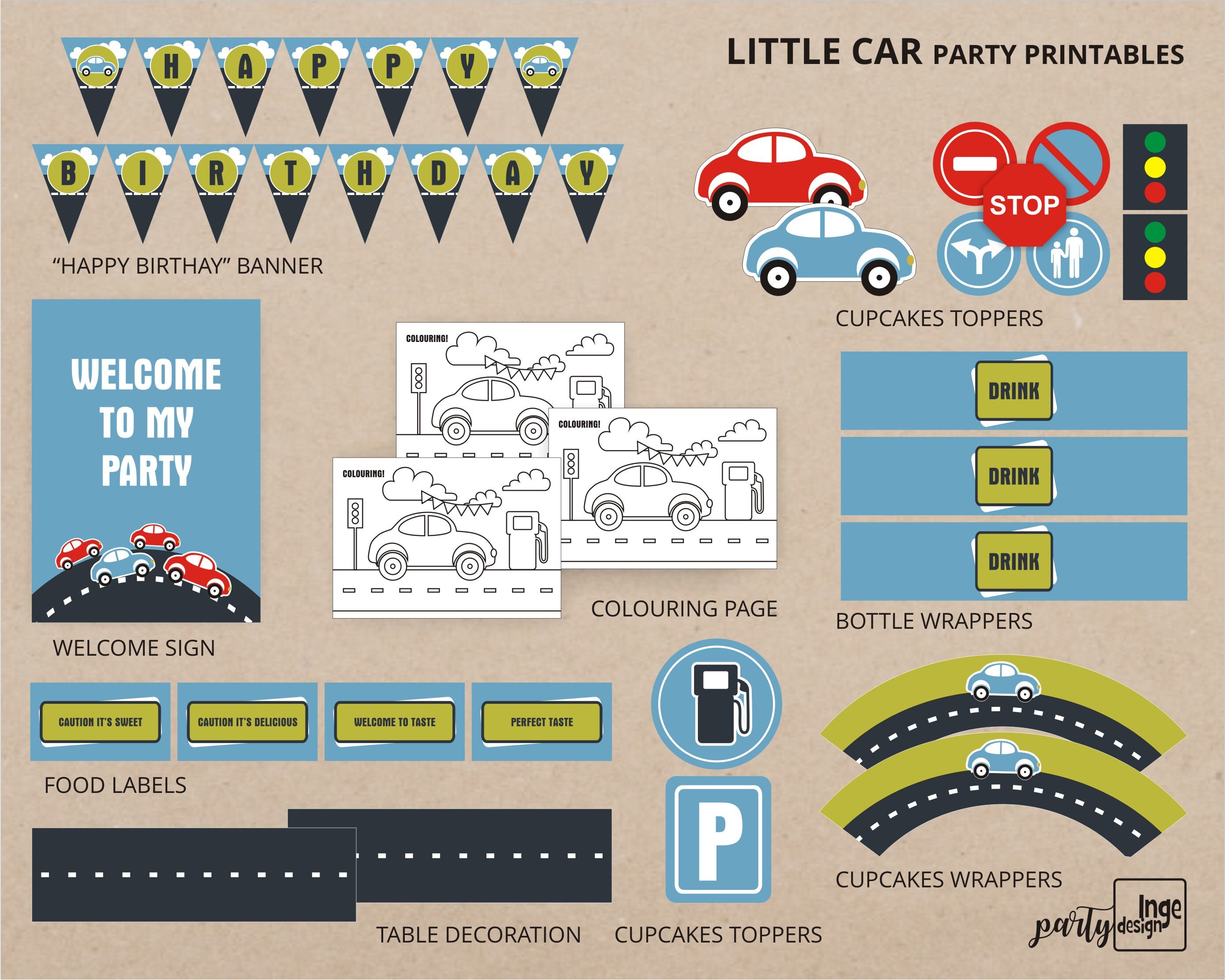 Small Cars Theme / Printable DIY / Birthday Party Decorations - Etsy