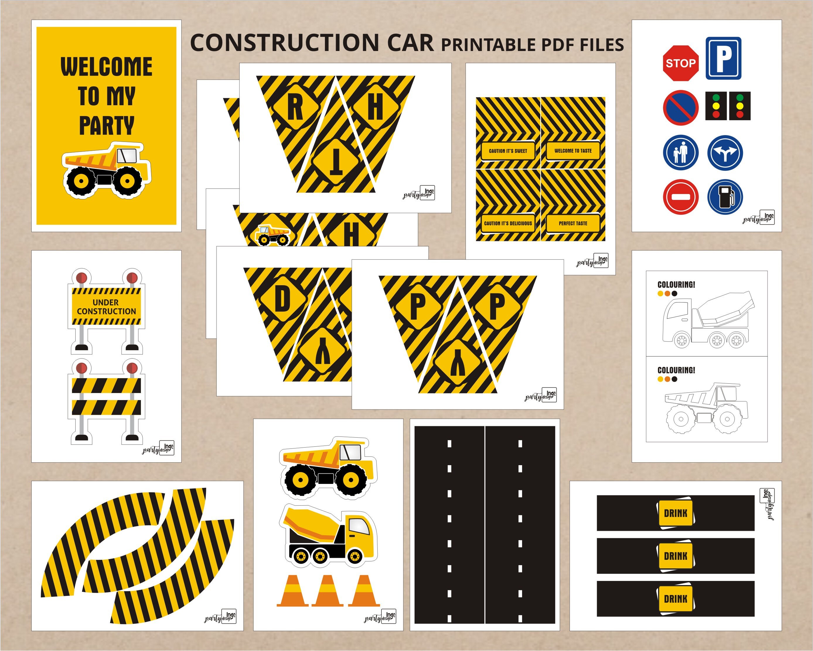 Construction Trucks Theme Decor / Printable DIY /birthday - Etsy