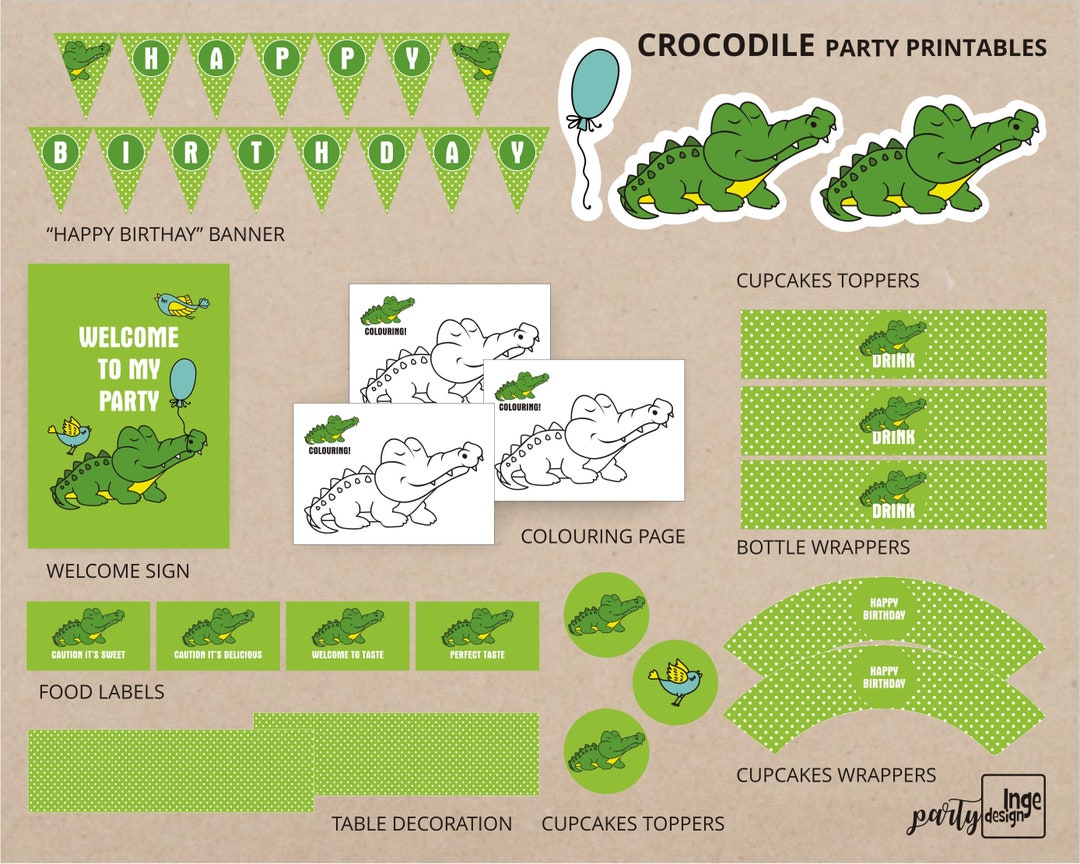 Crocodile Theme Party / Crocodile Birthday / Printable DIY Birthday ...