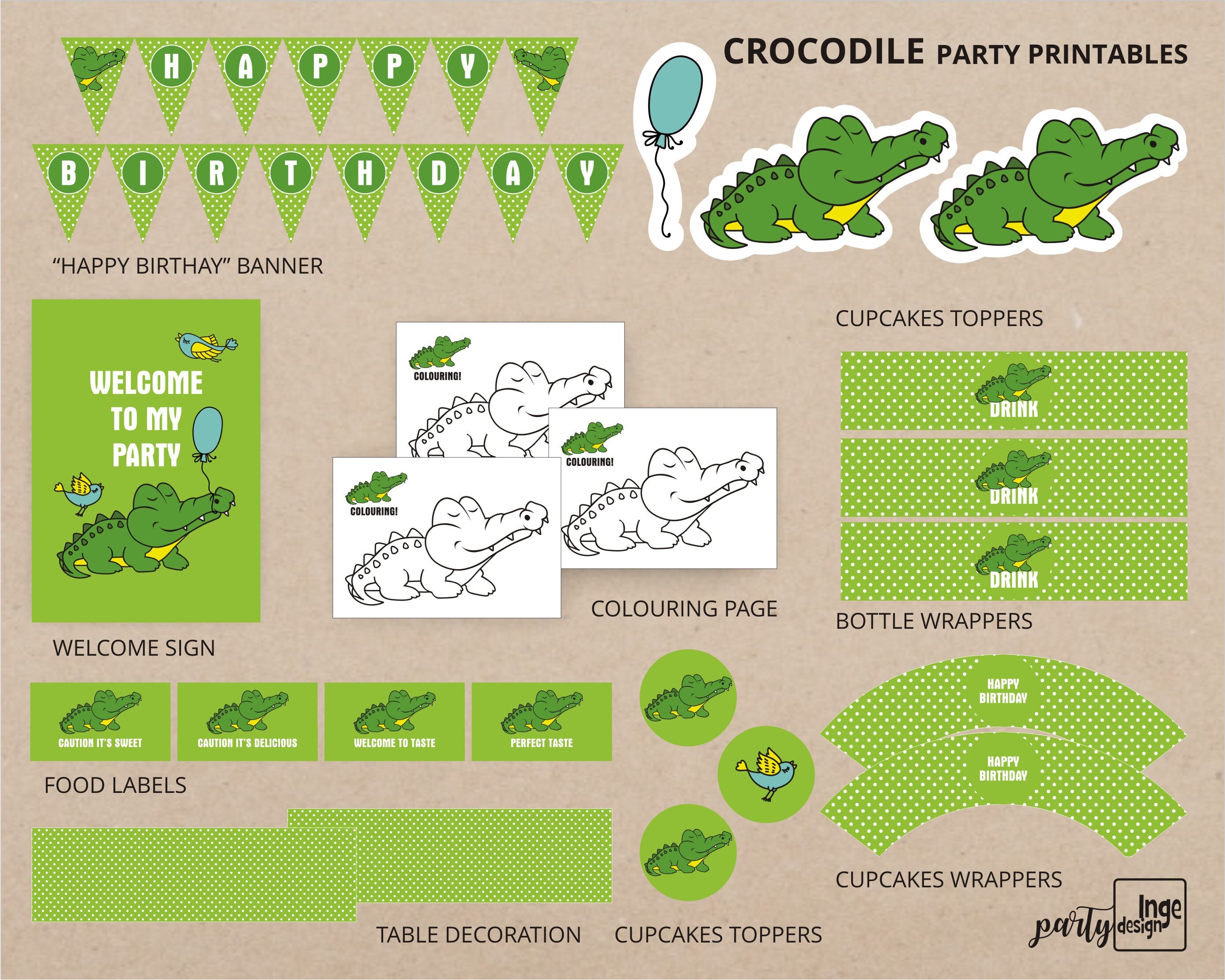 Crocodile Theme Party / Crocodile Birthday / Printable DIY Birthday ...