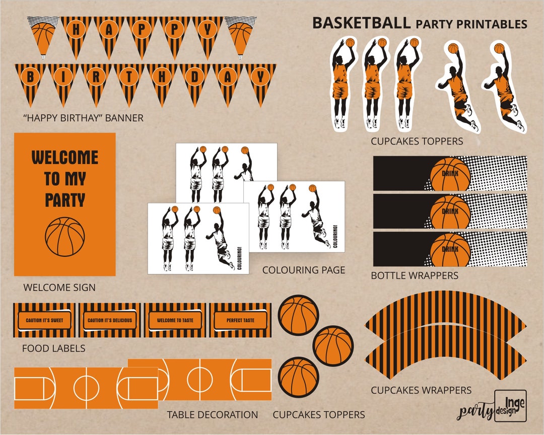 Basketball Theme / Printable DIY / Birthday Party Decorations ...