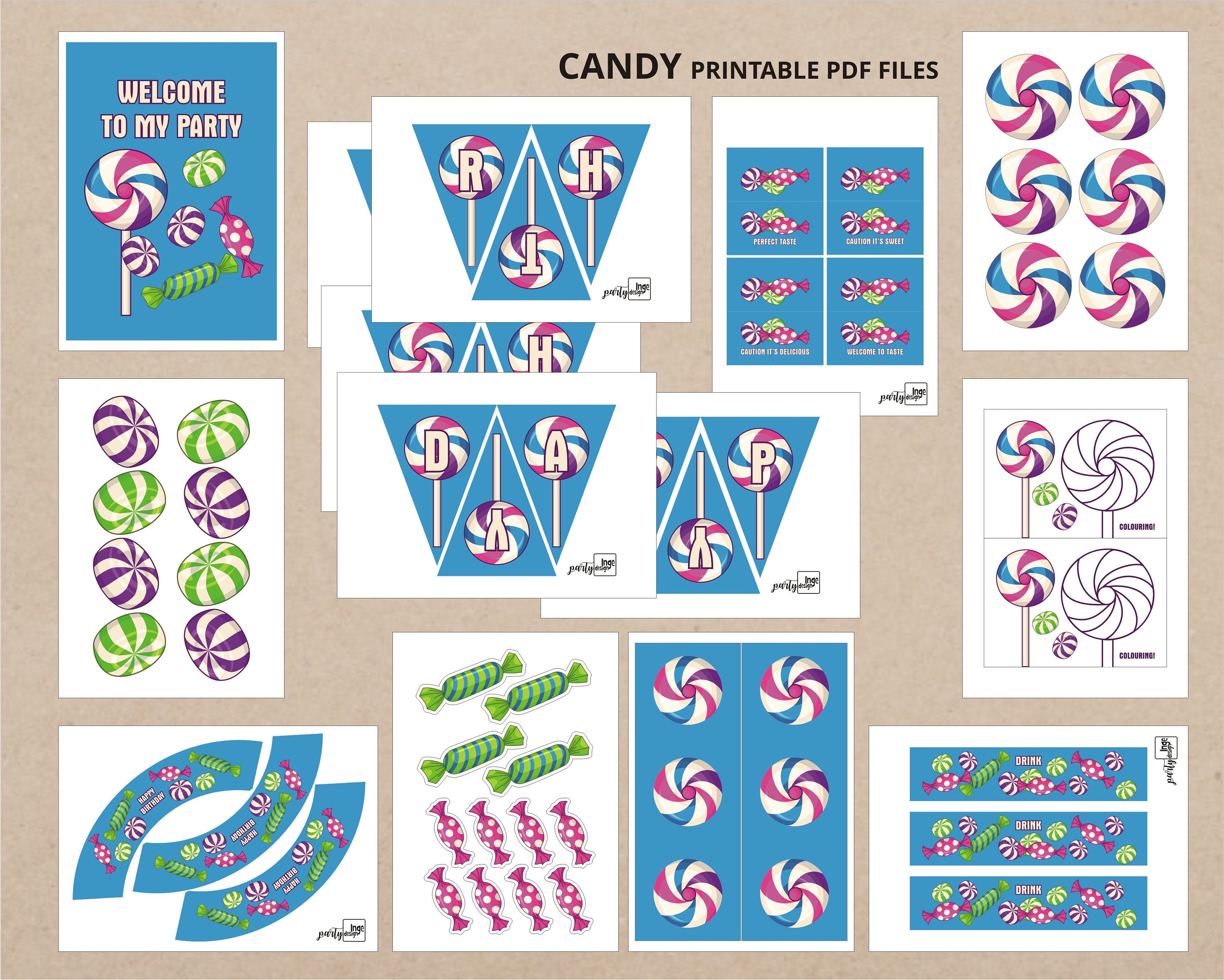Candy Birthday / Printable Candy Party / Candy Party Decorations ...
