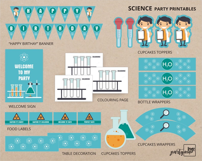 Science Theme Party Printable DIY Birthday Party Etsy science-theme-party-printable-diy-birthday-party-etsy