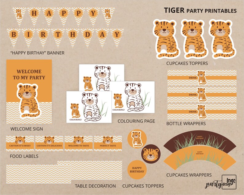 Tiger Birthday Theme / Printable DIY / Birthday Party Decorations ...