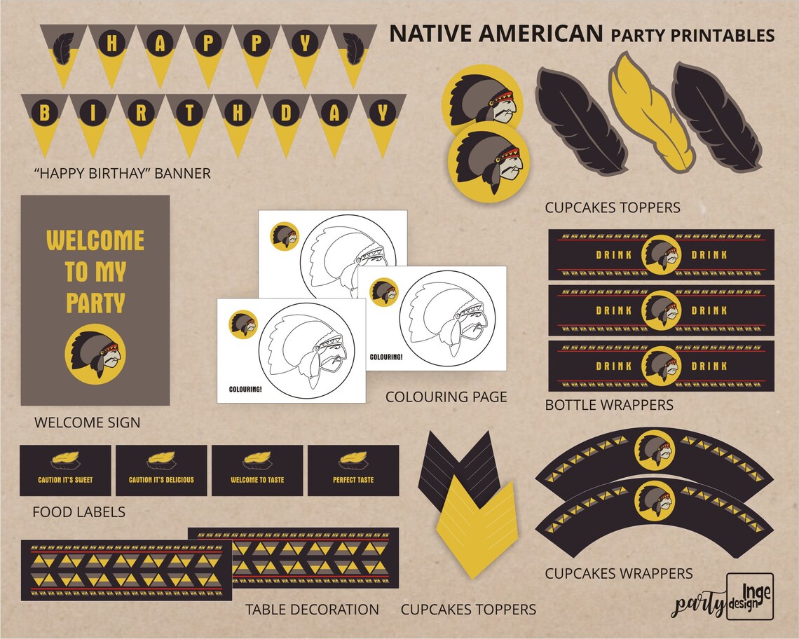 Native Americans Theme /printable DIY / Birthday Party Decorations ...