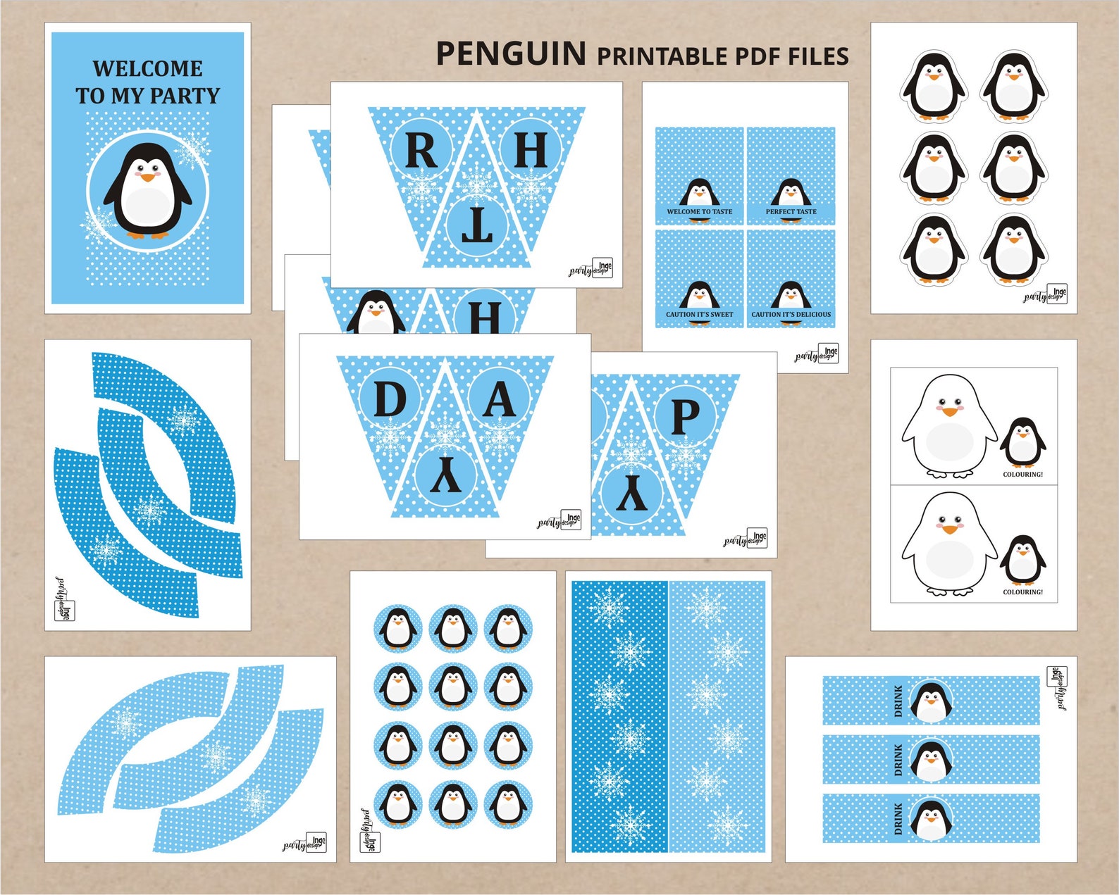 Penguin Birthday / Printable DIY / Birthday Party Decorations ...