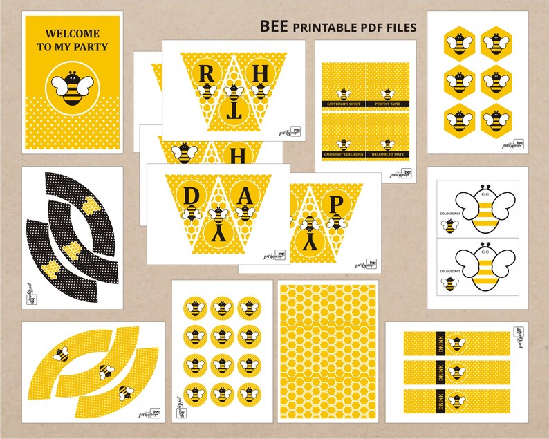 Bee Birthday Decorations / Printable DIY Birthday / Party Decorations ...