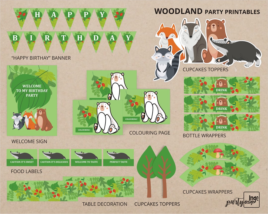 Woodland Theme Decor / Woodland Printable Party / Woodland Birthday ...