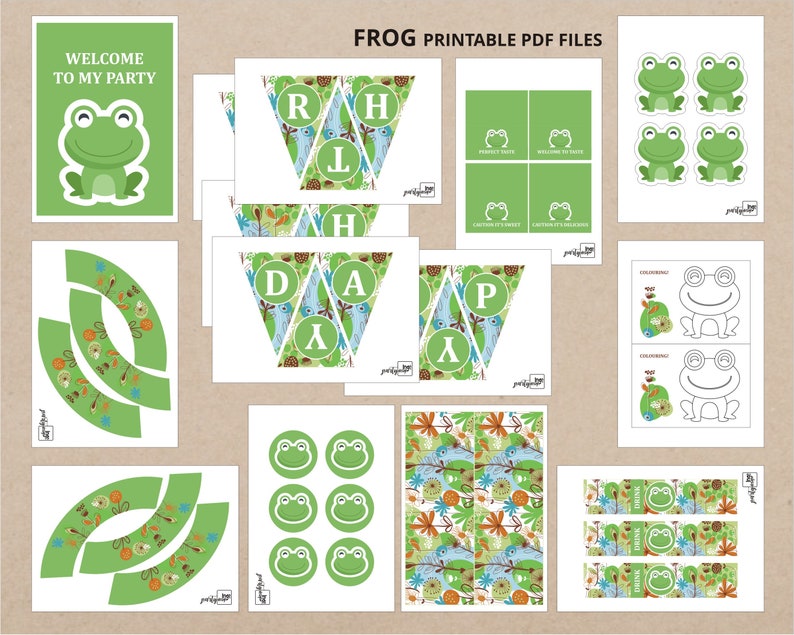 Frog Theme Printable DIY / Birthday Party Decorations /FROG Froggy Pdf ...
