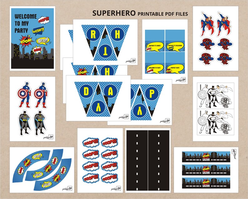 Superhero Theme / Printable DIY / Birthday Party Decorations ...