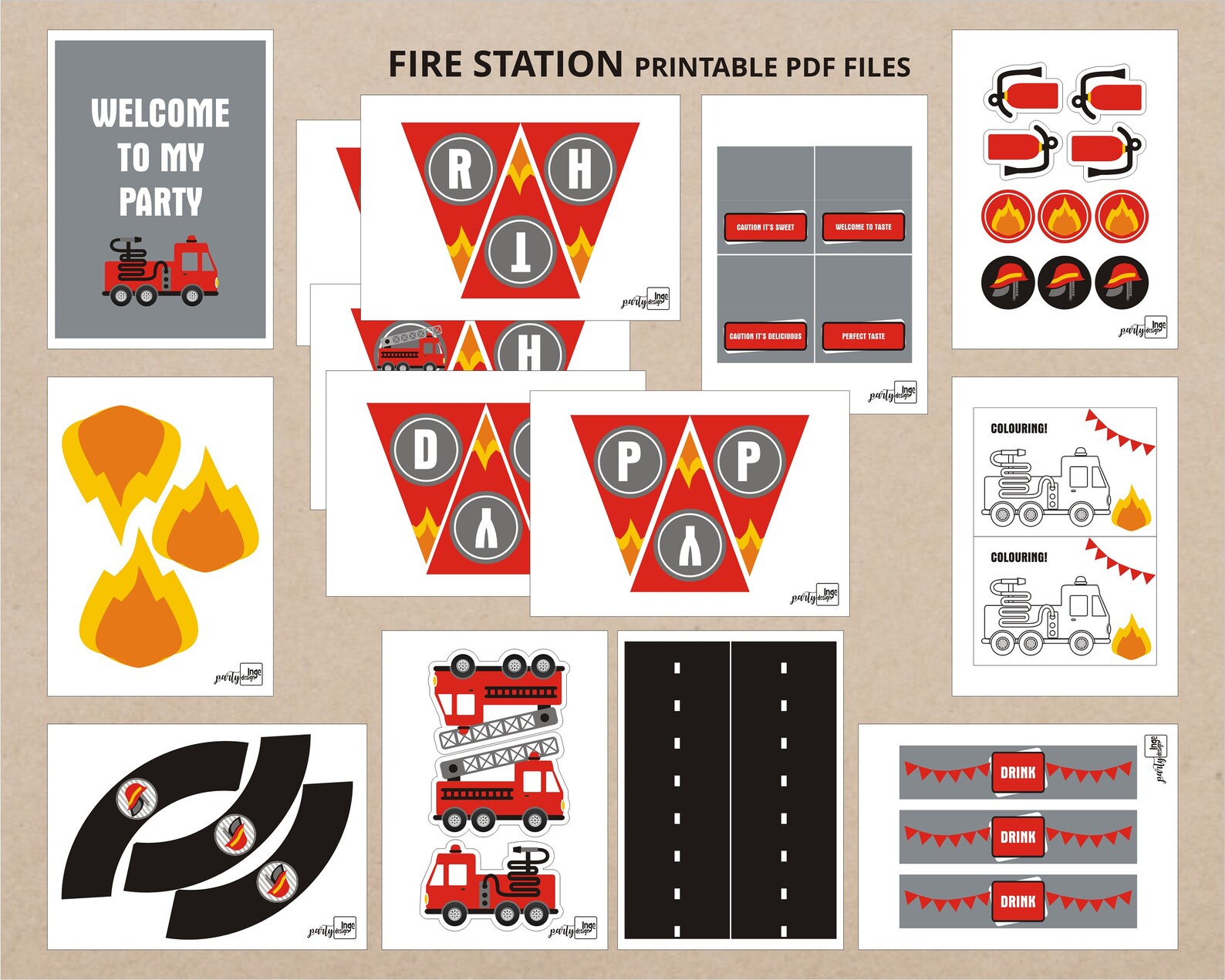 Fire Station Theme Decor / Printable DIY Birthday /party Decorations ...