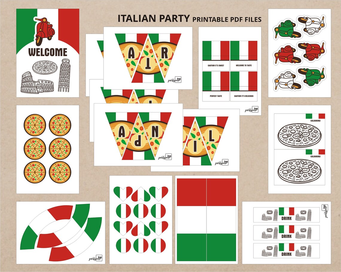 Italian Party / Printable DIY / Italian Party Decorations / Printables ...
