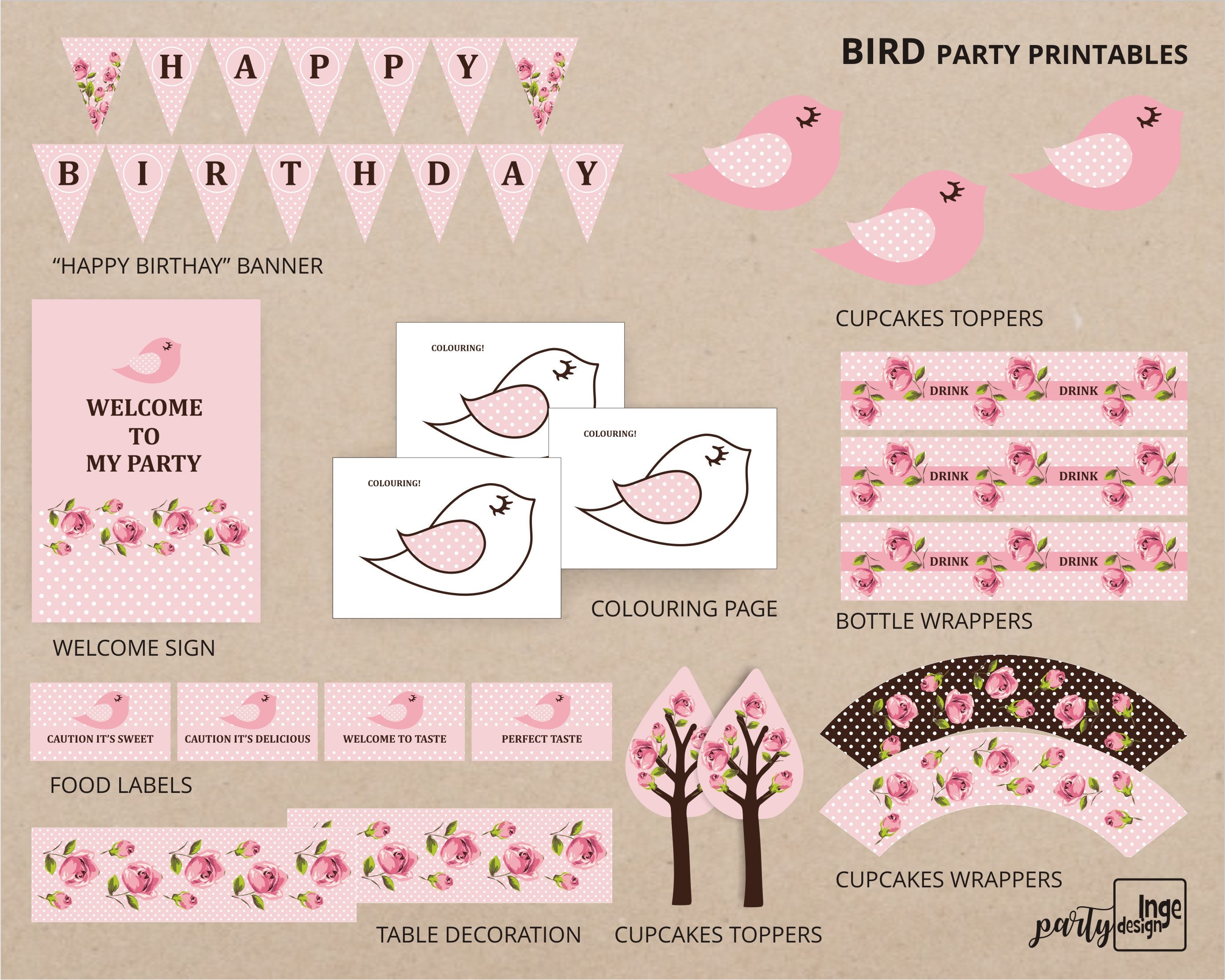 Bird Theme Party / Bird Birthday / Decoration Printable DIY / Birthday ...