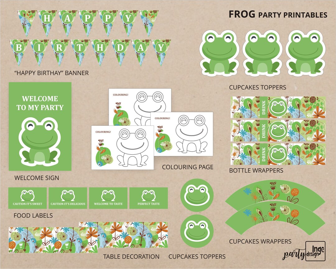 Frog Theme Printable DIY / Birthday Party Decorations /FROG Froggy Pdf ...