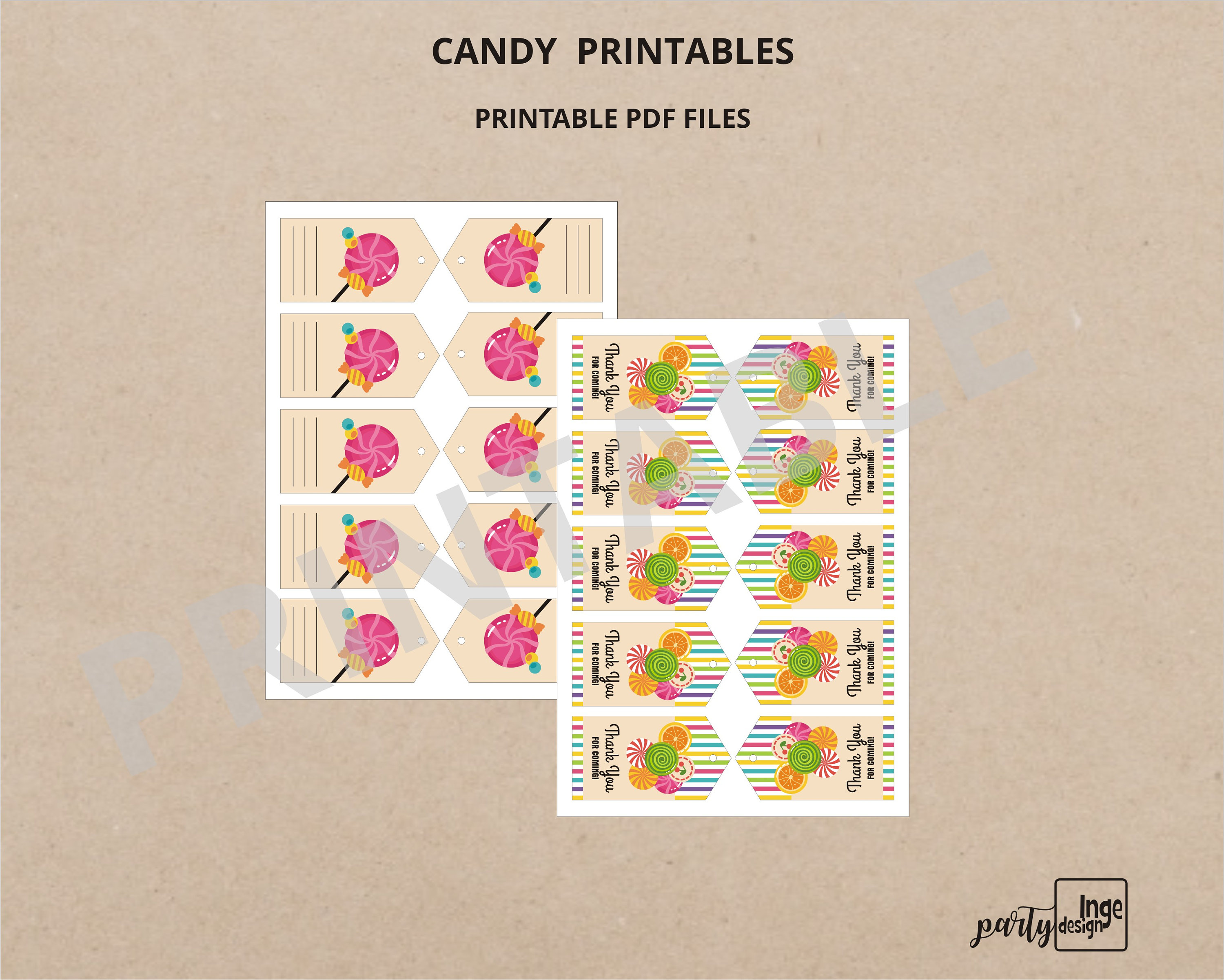 Candyland Thank You Tags / Candy Party Decorations / Printables Candy ...