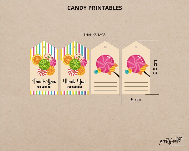 Candyland Thank You Tags / Candy Party Decorations / Printables Candy ...