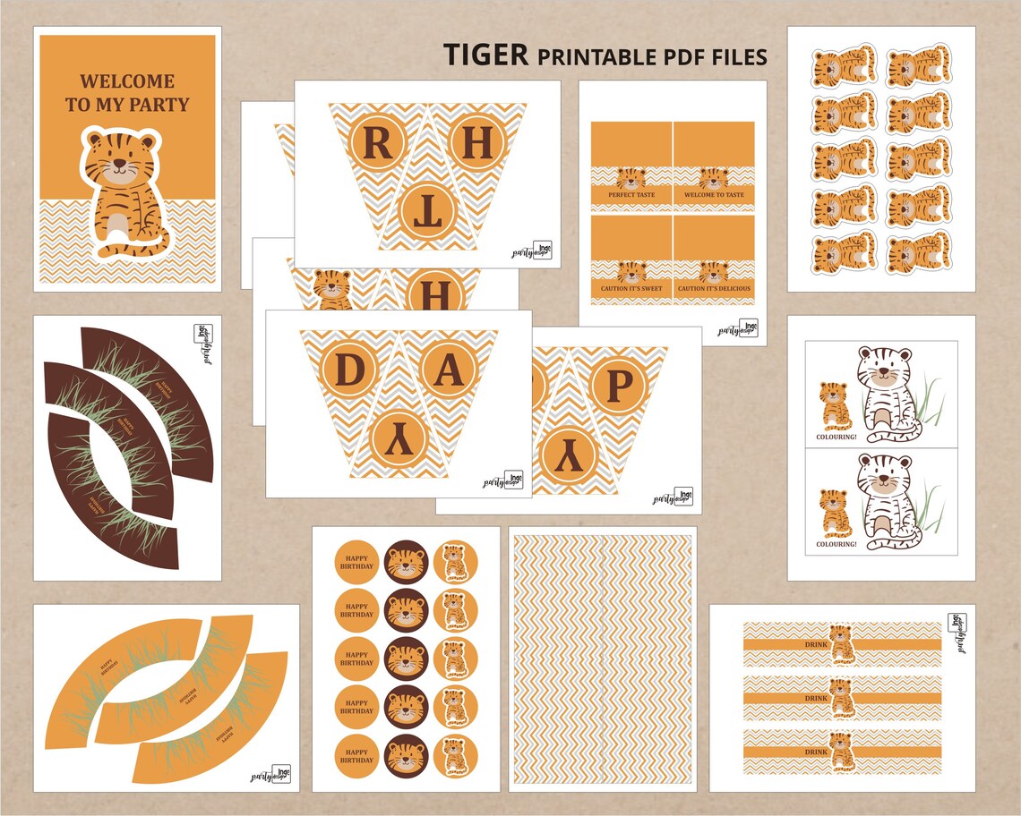 Tiger Birthday Theme / Printable DIY / Birthday Party Decorations ...