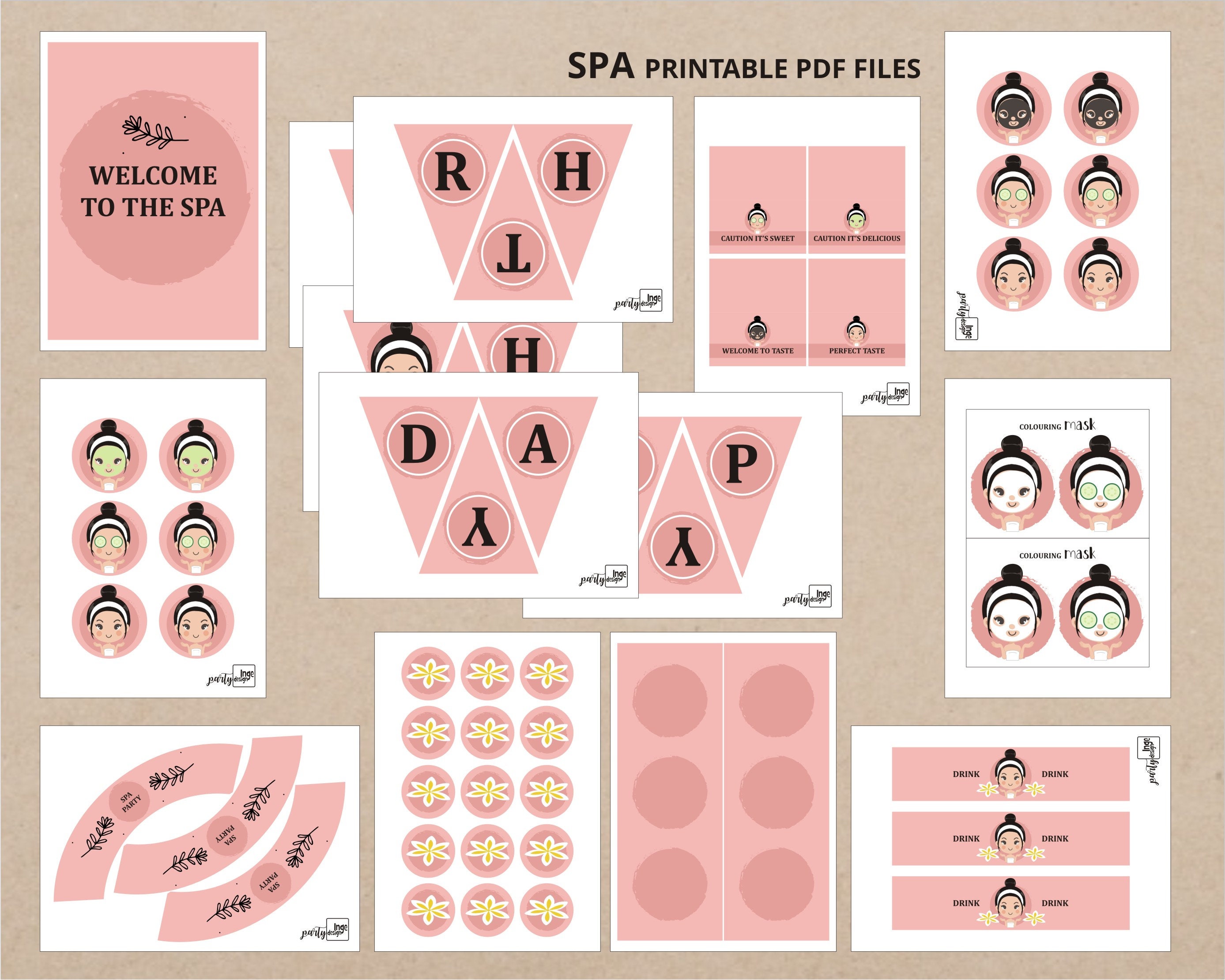 Spa Party Theme Decoration / Printable DIY / Birthday Party Decorations ...
