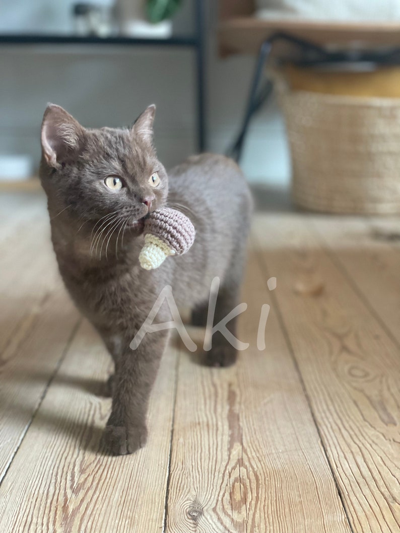 Crocheted Button Mushroom – Handmade Cat Toy, Catnip or Bell Option ...