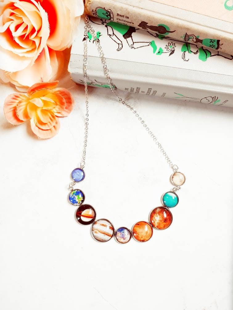 Silver Solar System Necklace, Free Shipping - Etsy