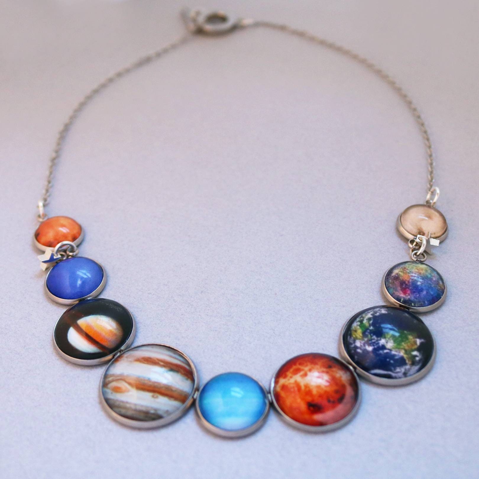 Silver Solar System Necklace, Free Shipping - Etsy