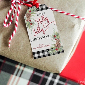 Holly Jolly Editable Christmas Favor Tag Printable Christmas | Etsy