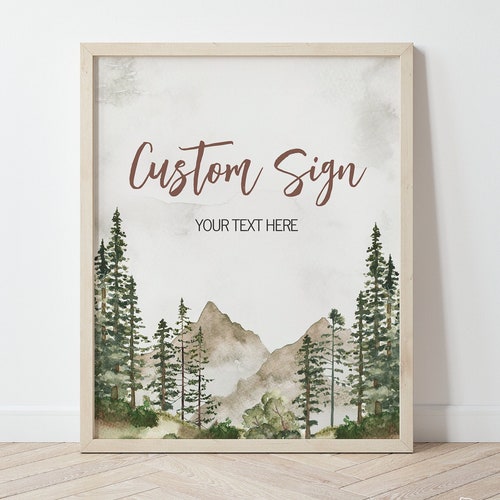 Watercolor Forest Custom Sign Custom Sign With Mountain and | Etsy