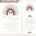 Boho Rainbow Baby Shower Invitation Set, Editable Template With Pink ...