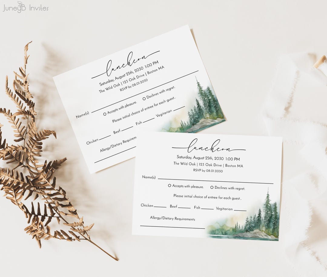LDS Wedding Luncheon Insert Card | Mountain Wedding Luncheon Card | LDS ...