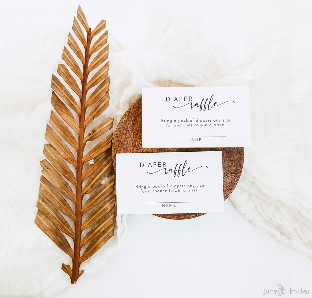 Minimalist Diaper Raffle Card Template | Diaper Raffle Ticker | Script ...
