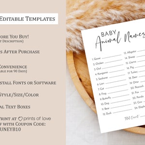 Baby Animal Names Game | Baby Shower Game | Name the Baby Animal Game ...