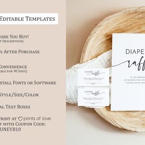 Minimalist Diaper Raffle Sign and Raffle Ticket | Script Diaper Raffle ...