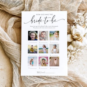 How Old Was the Bride | Bridal Shower Game Template With Pictures ...