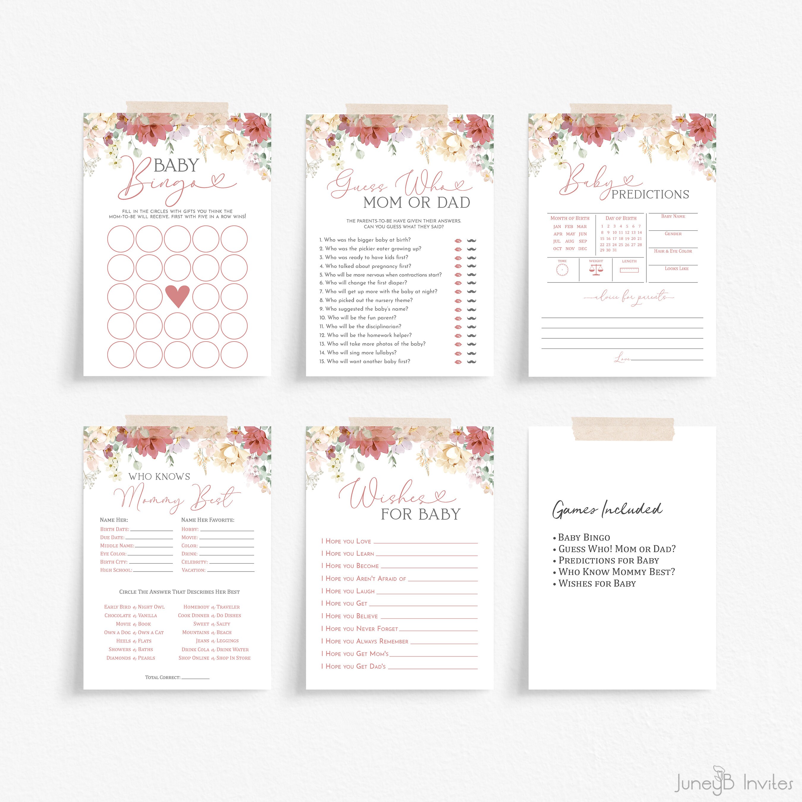 Floral Baby Shower Games | Wildflower Baby Shower | Predictions for ...