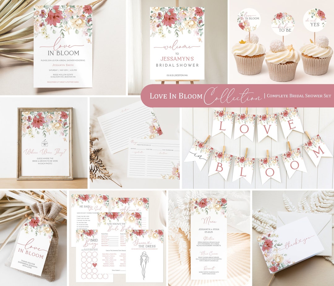 Love in Bloom Bridal Shower Bundle | Wildflower Bridal Shower Set ...
