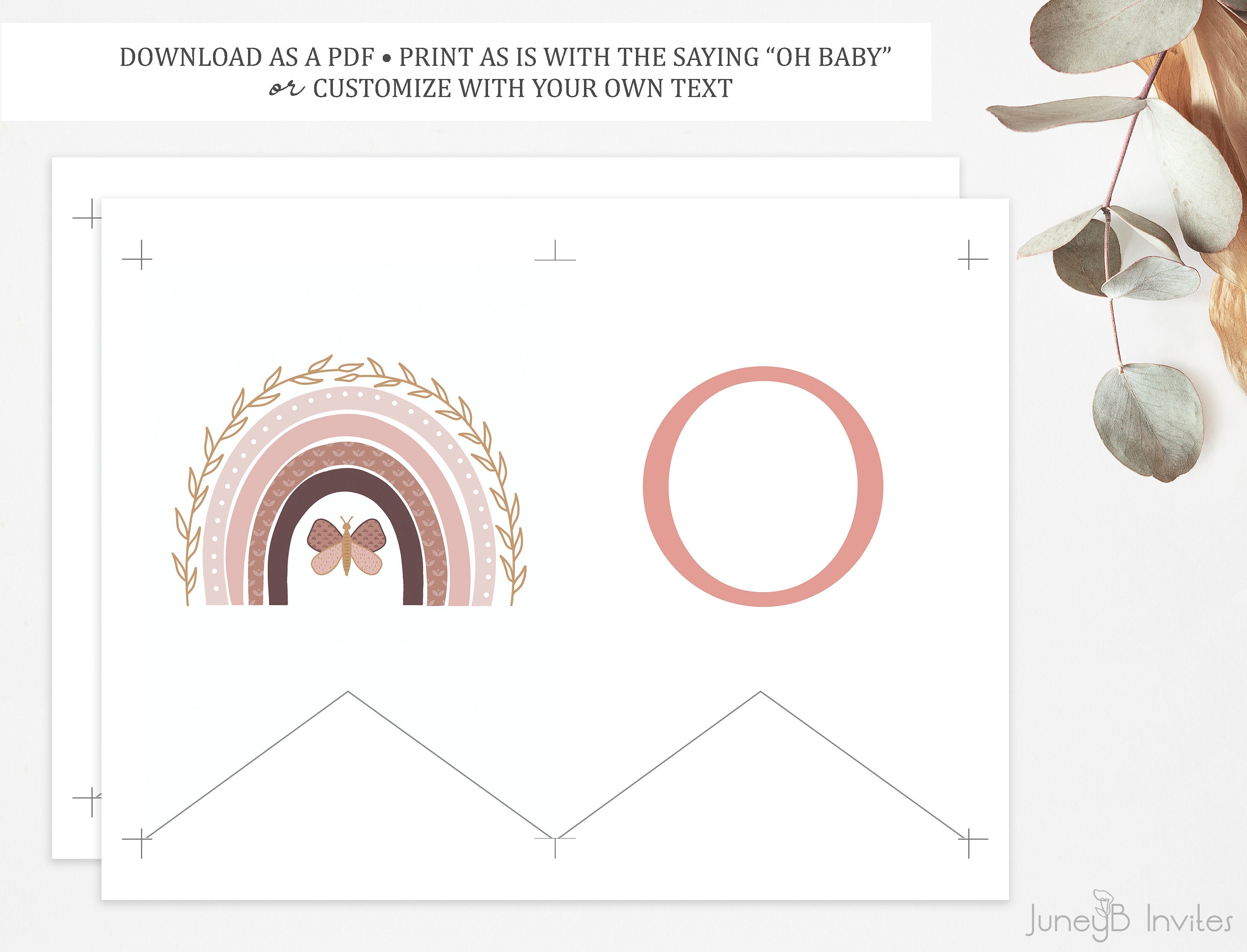 Rainbow Baby Girl Baby Shower Banner | Pink and Gold Boho Rainbow Flag ...
