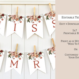 Fall Bridal Shower Banner Template | Custom Banner | Miss to Mrs Banner ...