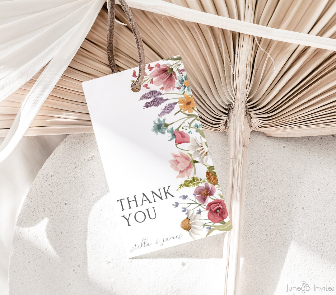Wildflower Wedding Favor Tag | Boho Thank You (editable Template) - Etsy
