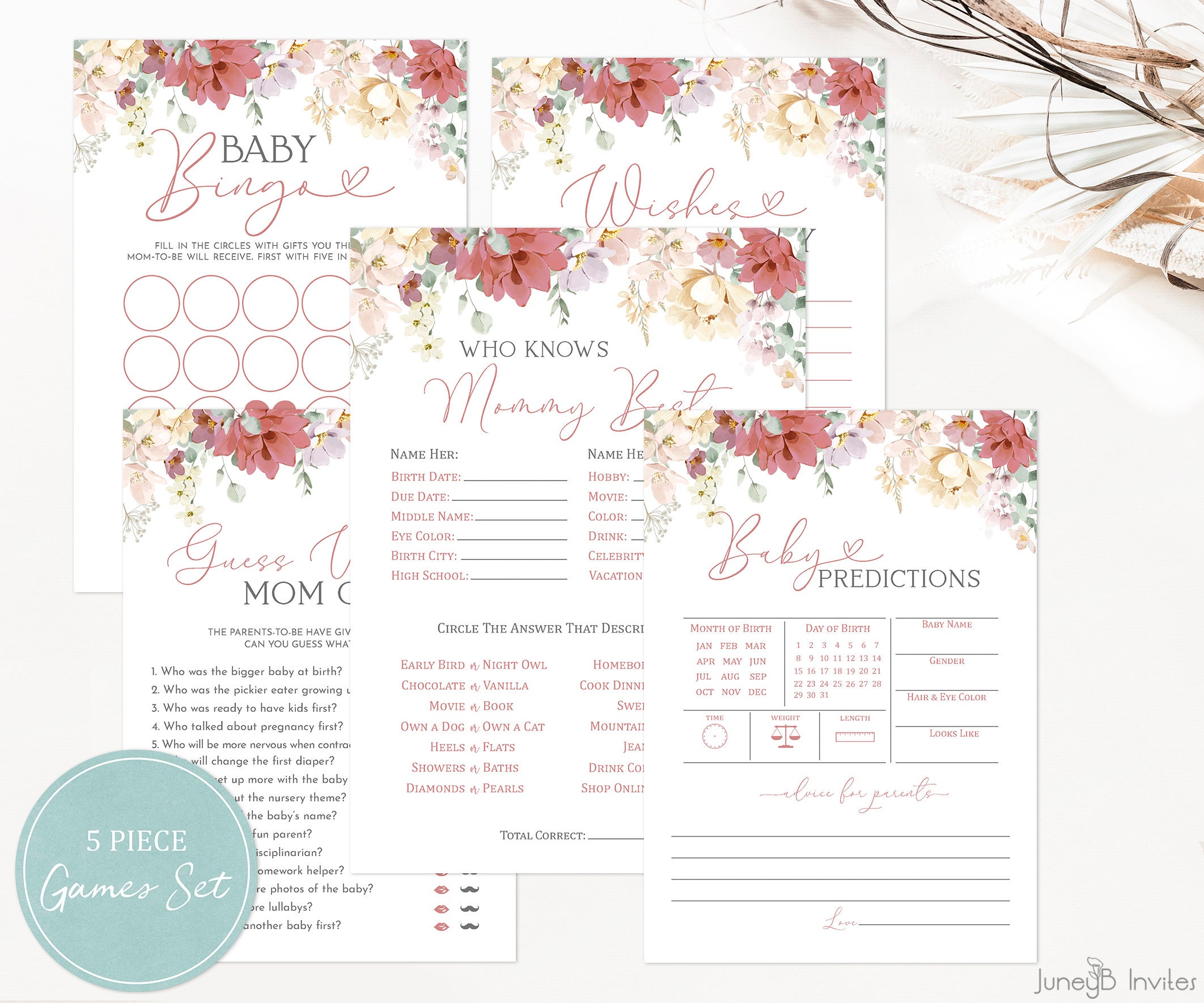 Floral Baby Shower Games Wildflower Baby Shower - Etsy