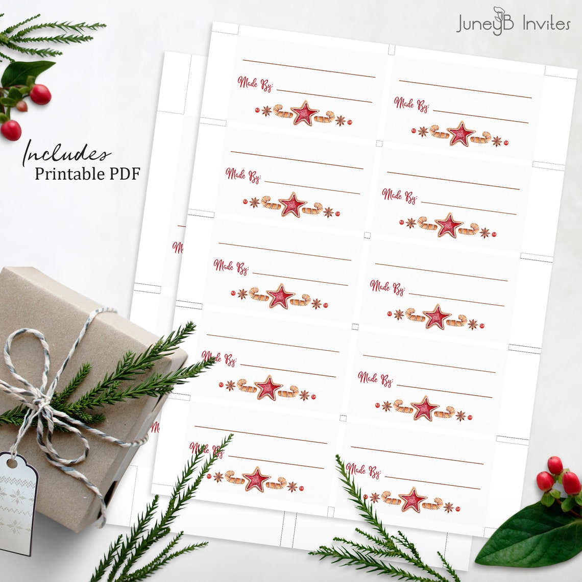 Christmas Cookie Exchange Printable Made by Label Cards | Etsy