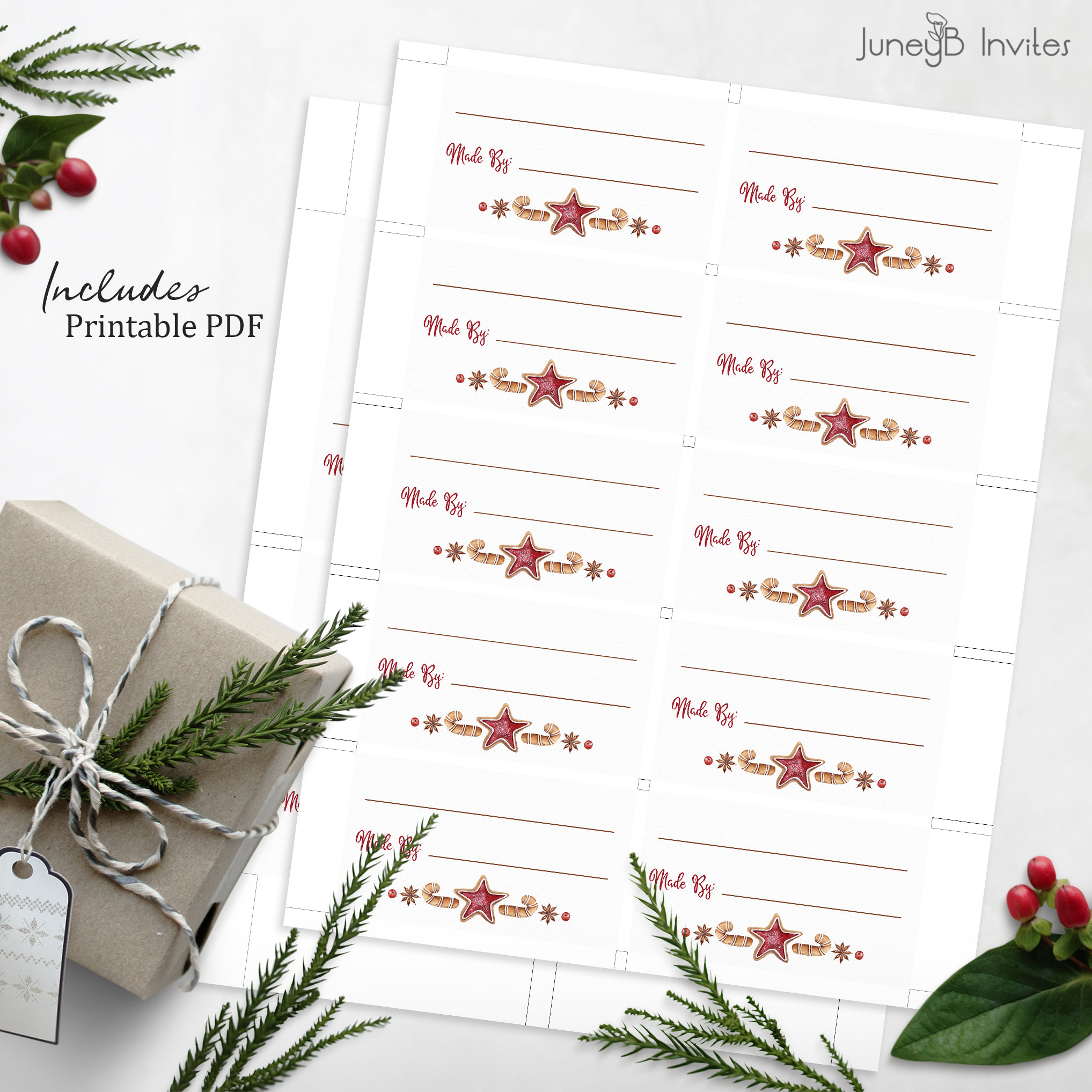 Christmas Cookie Exchange Printable Made by Label Cards | Etsy