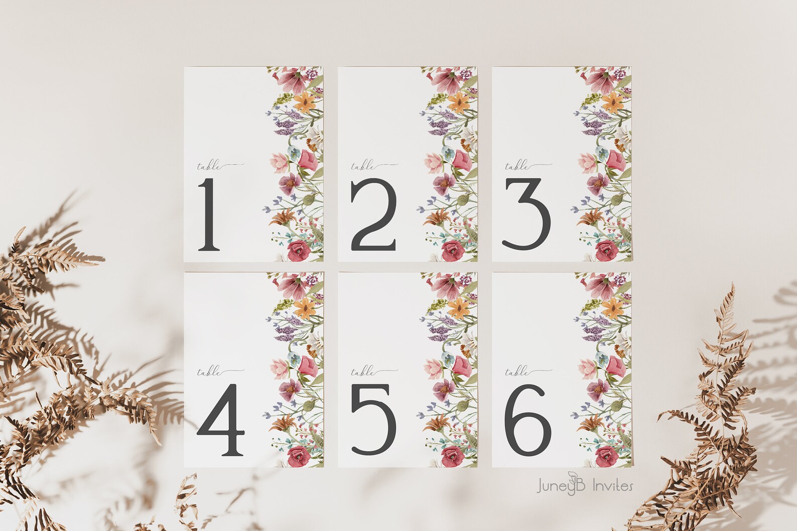 Wedding Table Numbers Floral Table Numbers Table Number Cards Printable ...