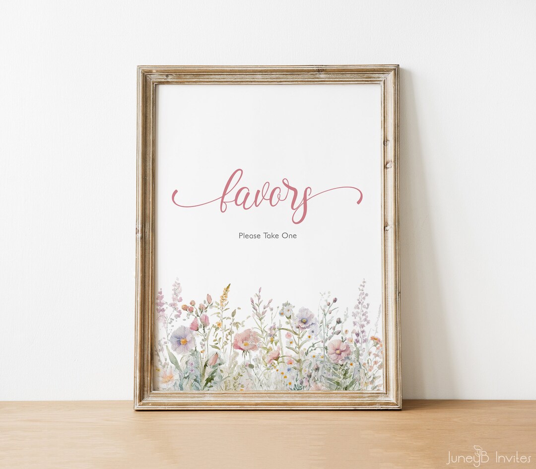 Wildflower Favors Sign Template | Garden Flowers Please Take One ...