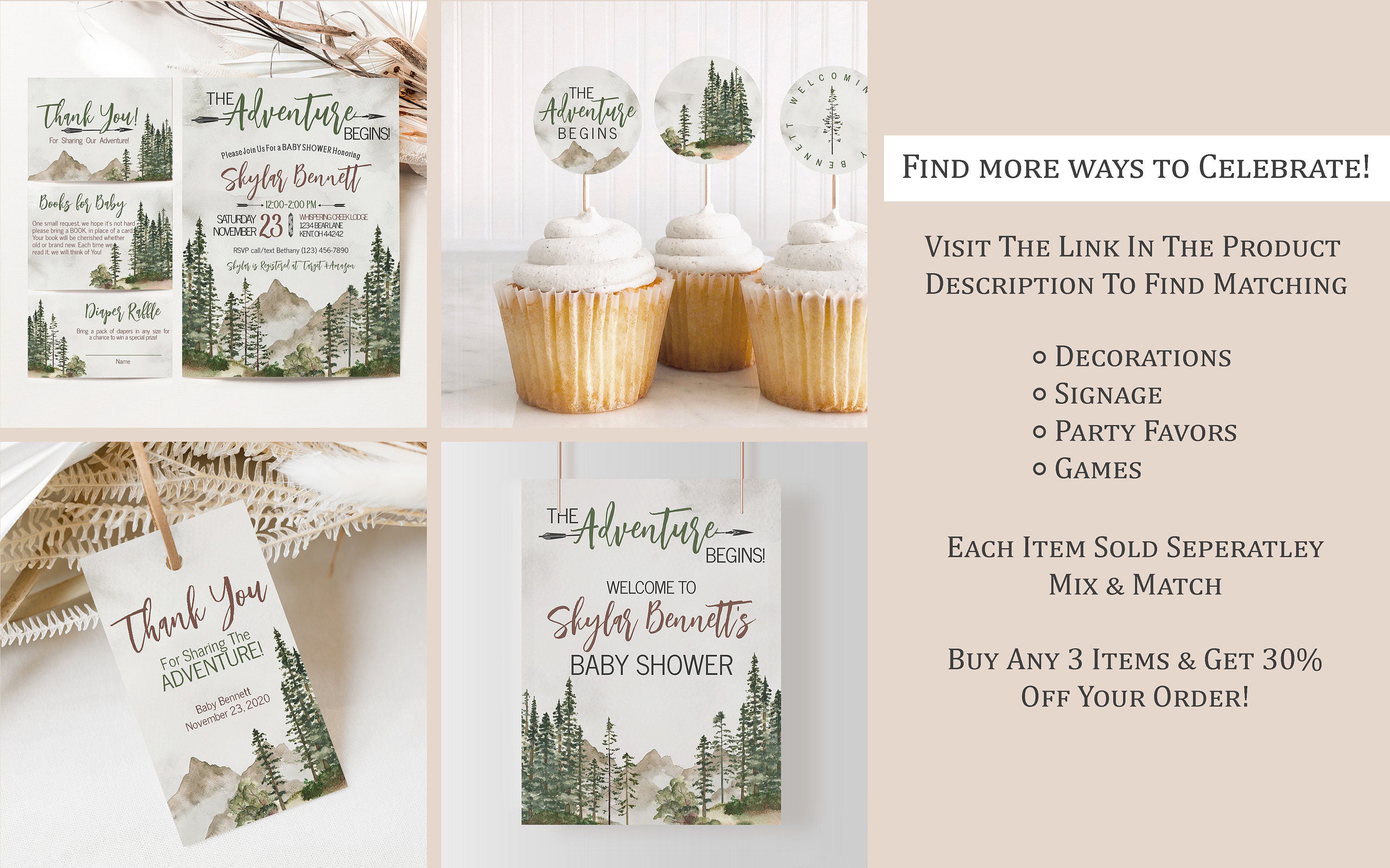 Watercolor Forest Custom Sign Custom Sign With Mountain and | Etsy