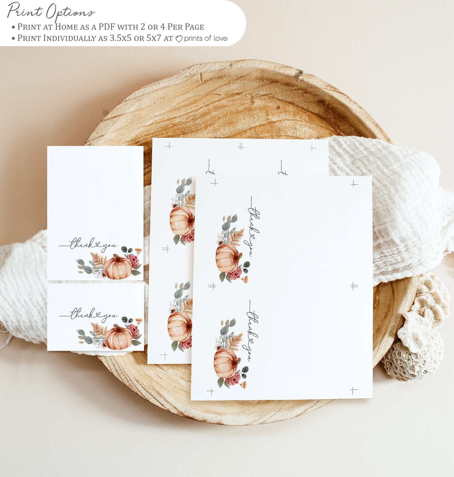 Fall Thank You Card | Pumpkin Baby Shower Thank You | Thank You Card ...