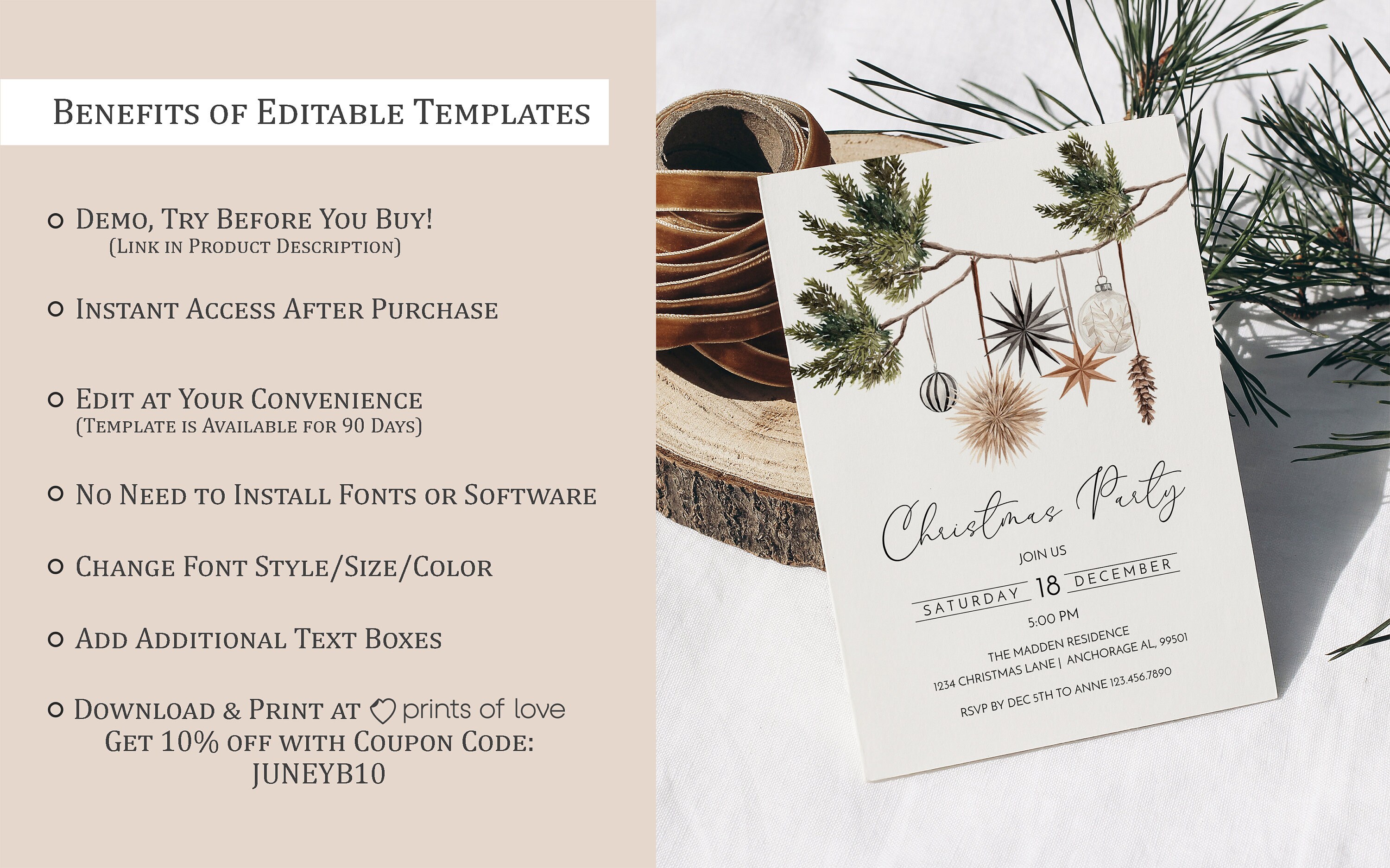 Christmas Invitation Editable | Christmas Party Invite | Holiday Party ...